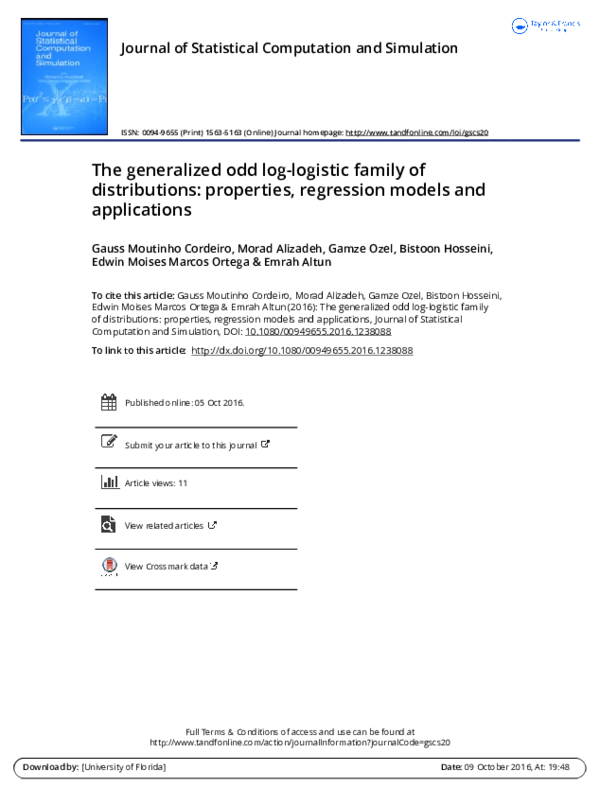 (PDF) The generalized odd log-logistic family of distributions: properties, regression models ...