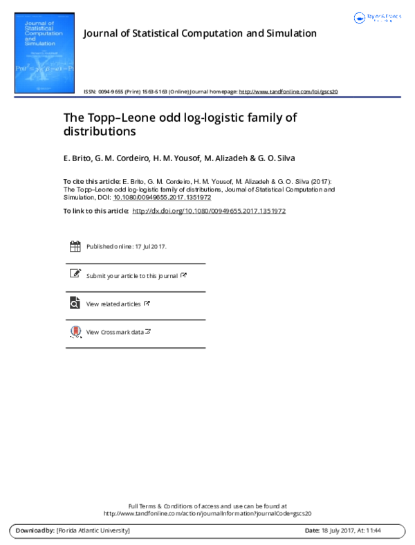 (PDF) The Topp–Leone odd log-logistic family of distributions