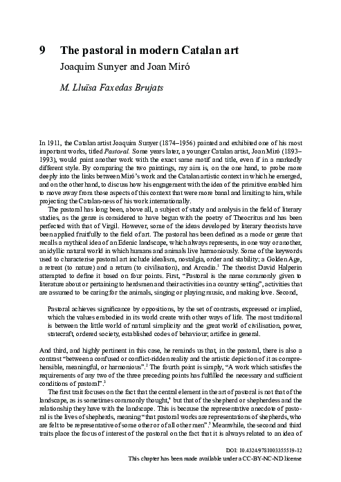 (PDF) The pastoral in modern Catalan art: Joaquim Sunyer and Joan Miró