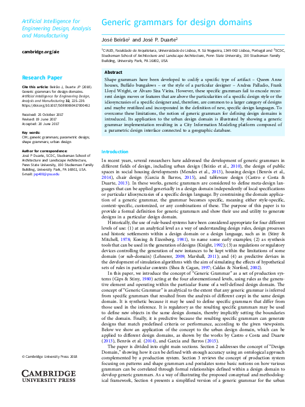 (PDF) Generic grammars for design domains