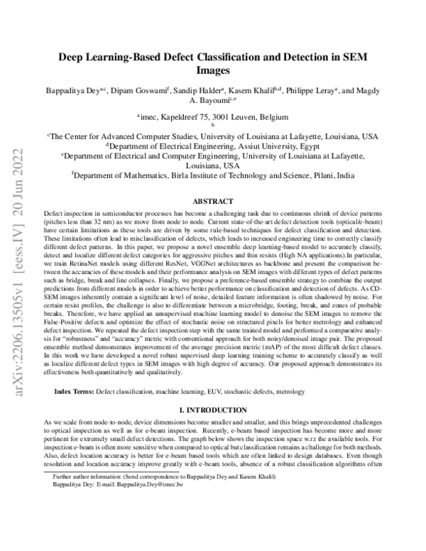 (PDF) Deep Learning based Defect classification and detection in SEM images: A Mask R-CNN approach
