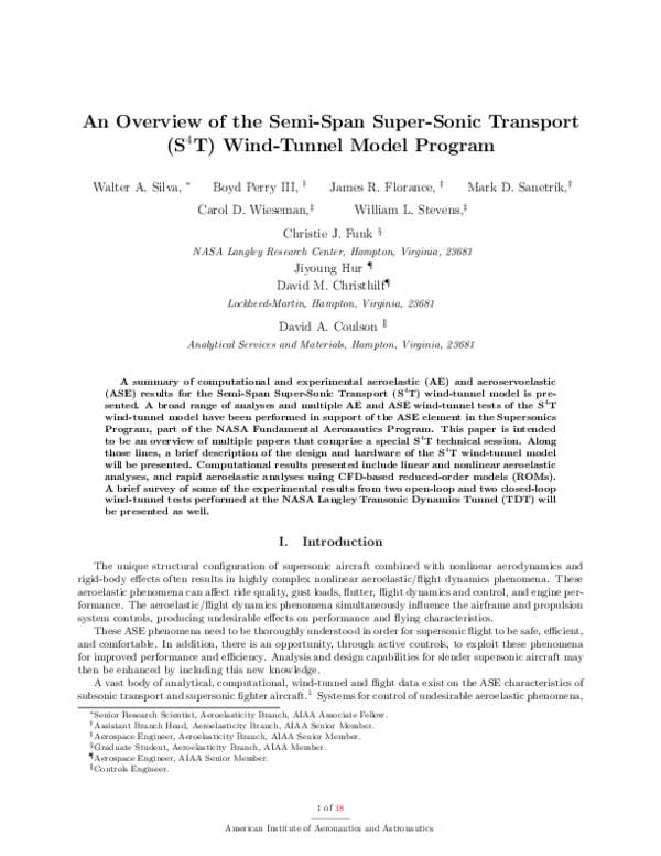 (PDF) An Overview of the Semi-Span Super-Sonic Transport (S4T) Wind ...