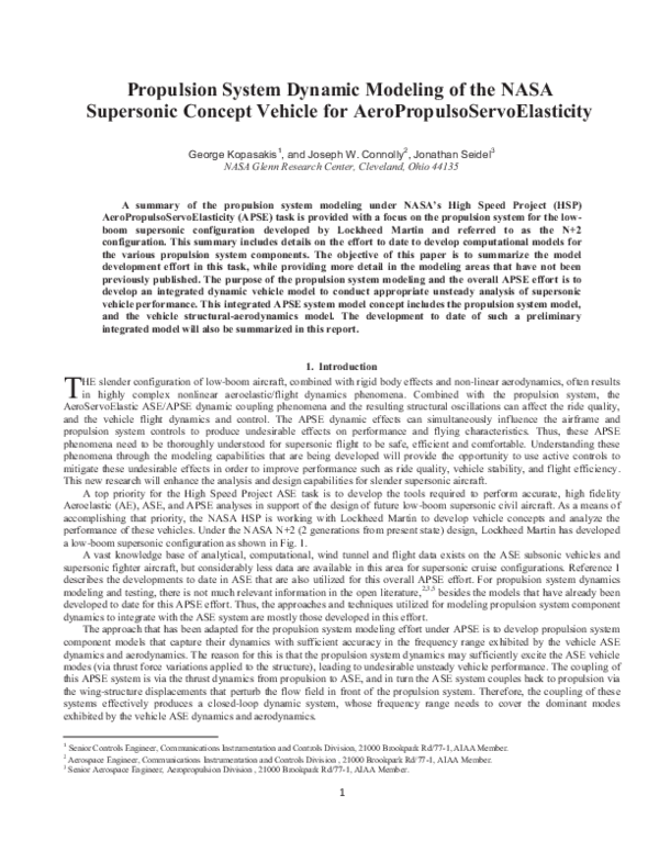 (PDF) Propulsion System Dynamic Modeling of the NASA Supersonic Concept ...