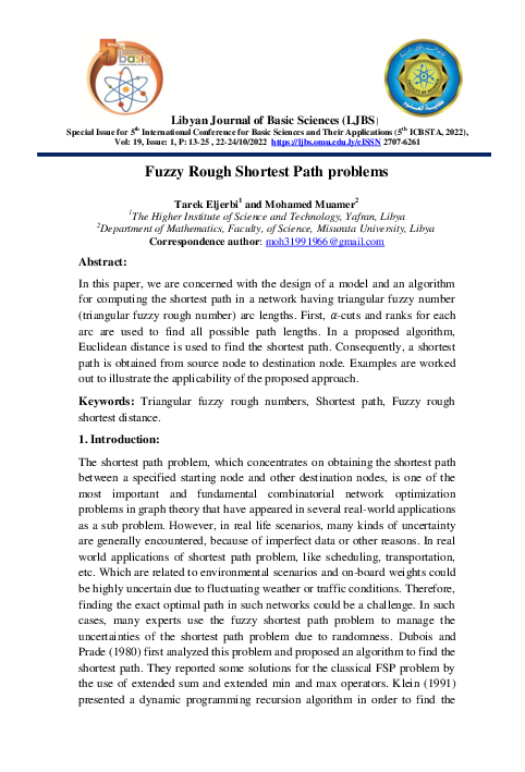 (PDF) Fuzzy Rough Shortest Path problems