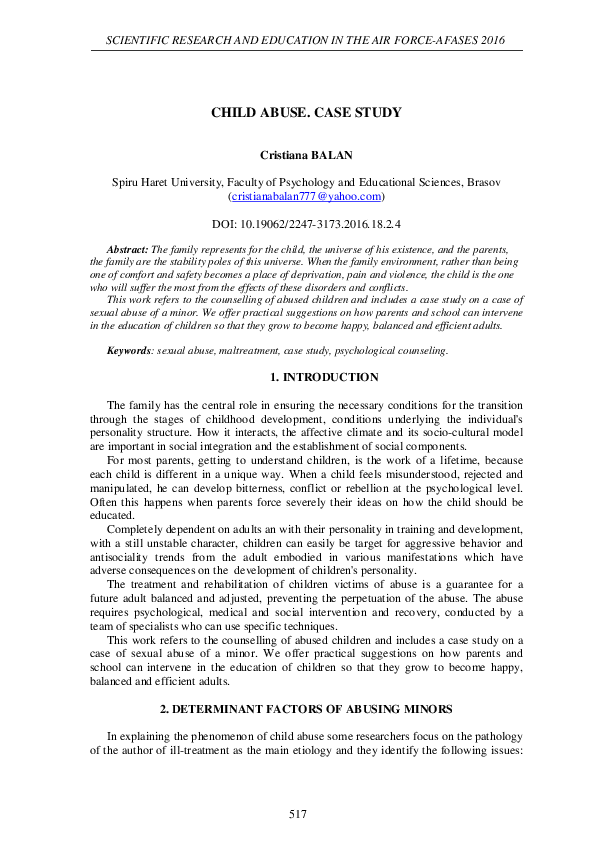 (PDF) Child Abuse. Case Study