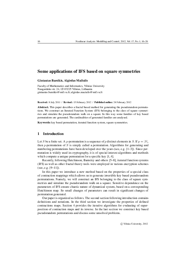 (PDF) Some applications of IFS based on square symmetries