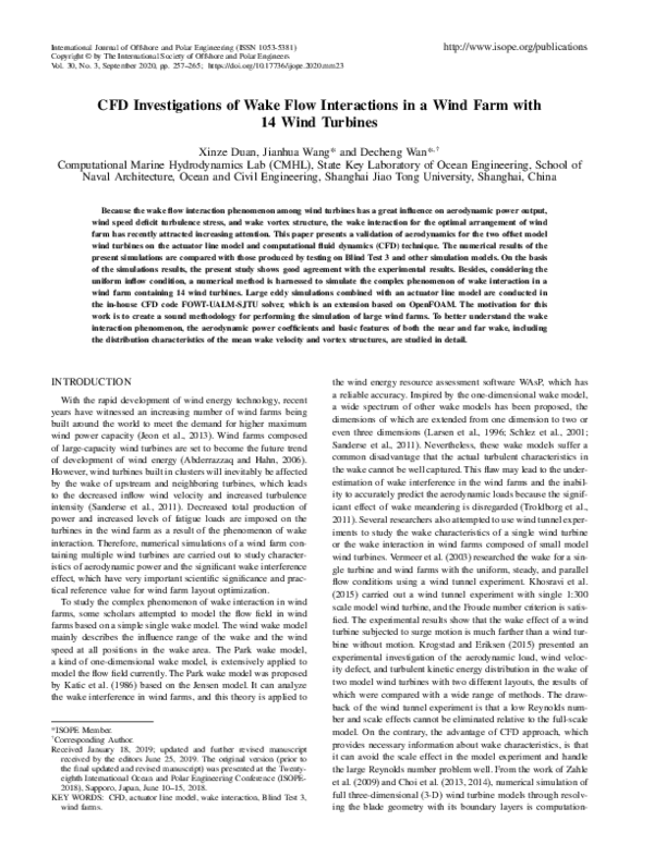 (PDF) CFD Investigations of Wake Flow Interactions in a Wind Farm with ...