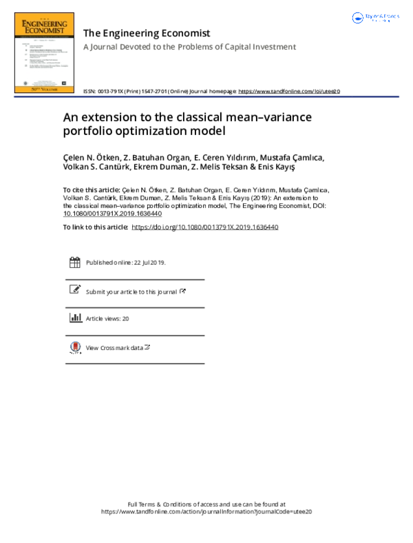 (PDF) An extension to the classical mean–variance portfolio ...