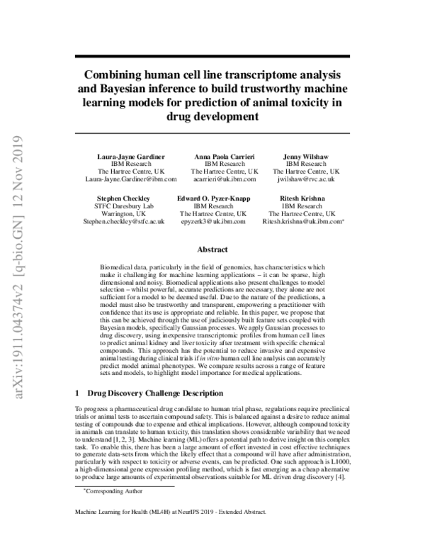 (PDF) Combining human cell line transcriptome analysis and Bayesian ...
