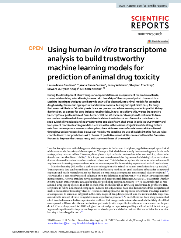 (PDF) Using human in vitro transcriptome analysis to build trustworthy ...