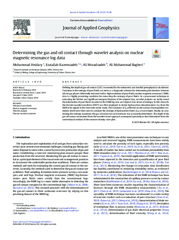 (PDF) Determining the gas and oil contact through wavelet analysis on ...