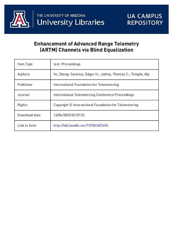 (PDF) Enhancement of advanced range telemetry (ARTM) channels via blind ...