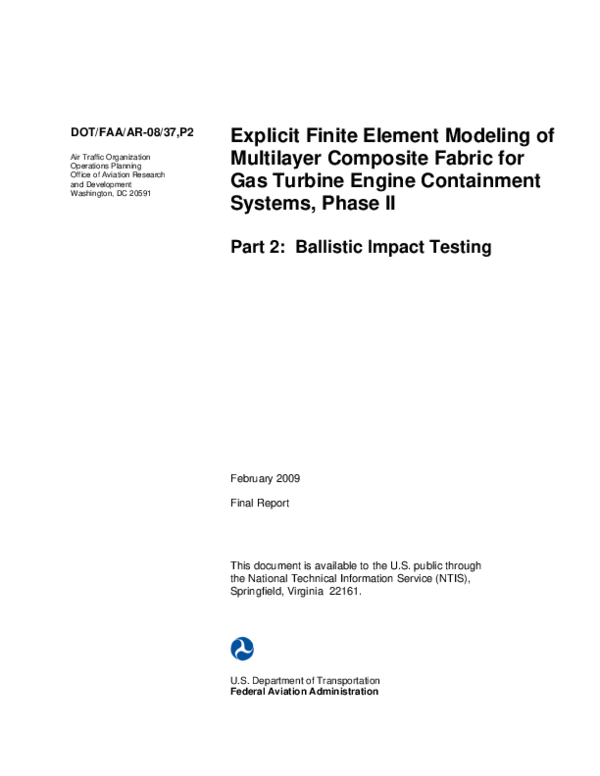 (PDF) Explicit Finite Element Modeling of Multilayer Composite Fabric for Gas Turbine Engine ...