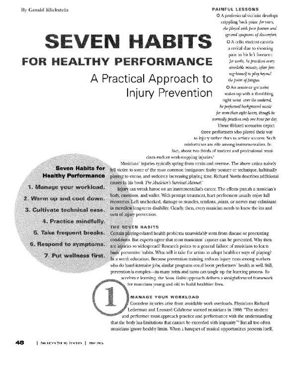 (PDF) Seven Habits for Healthy Performance