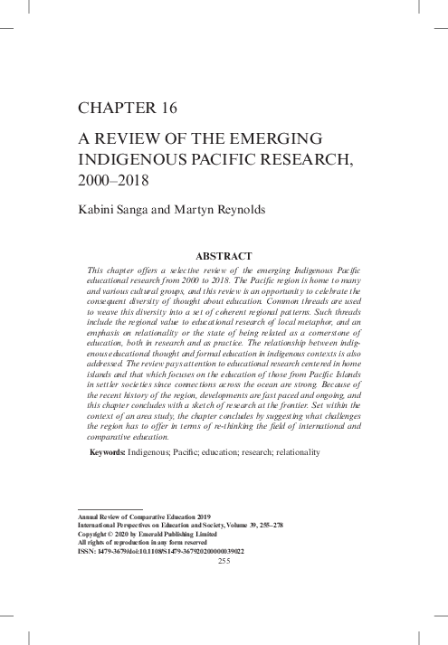 (PDF) A Review of the Emerging Indigenous Pacific Research, 2000–2018