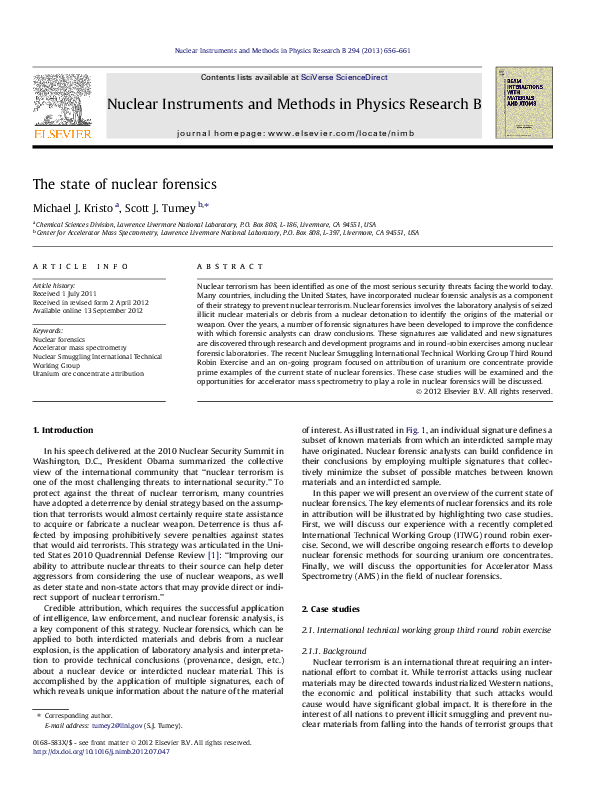(PDF) The state of nuclear forensics
