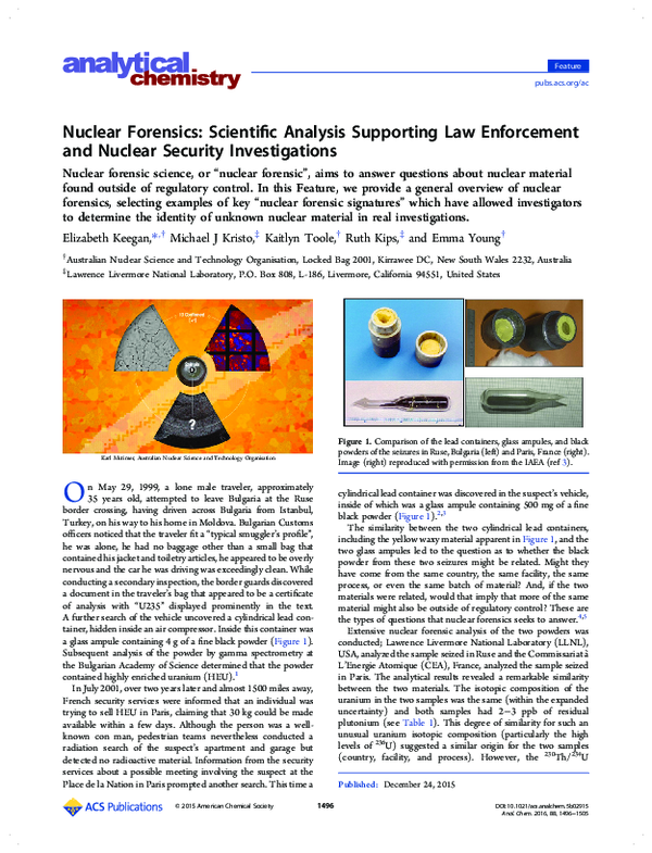 (PDF) Nuclear Forensics: Scientific Analysis Supporting Law Enforcement ...