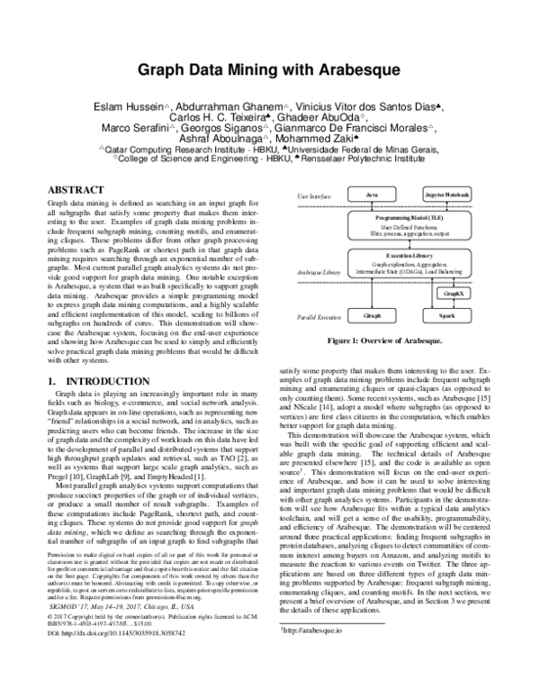 (PDF) Graph Data Mining with Arabesque | Eslam Hussein - Academia.edu