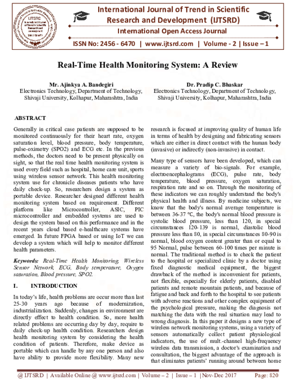(PDF) Real Time Health Monitoring System: A Review