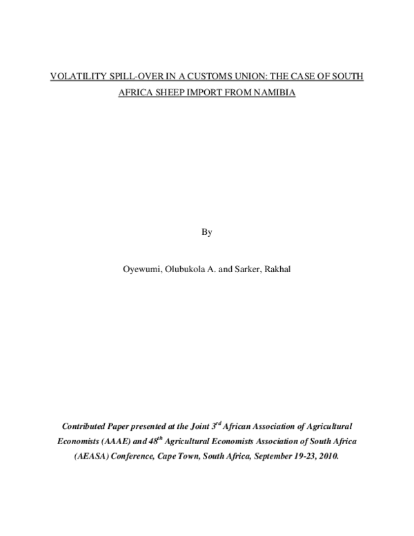 (PDF) Volatility Spill-over in a Customs Union: The Case of South ...