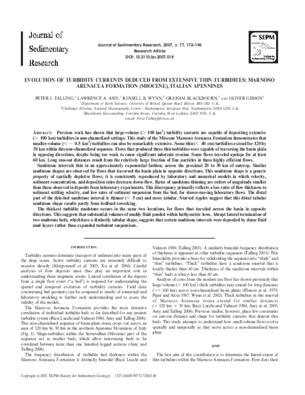 (PDF) Evolution of Turbidity Currents Deduced from Extensive Thin ...