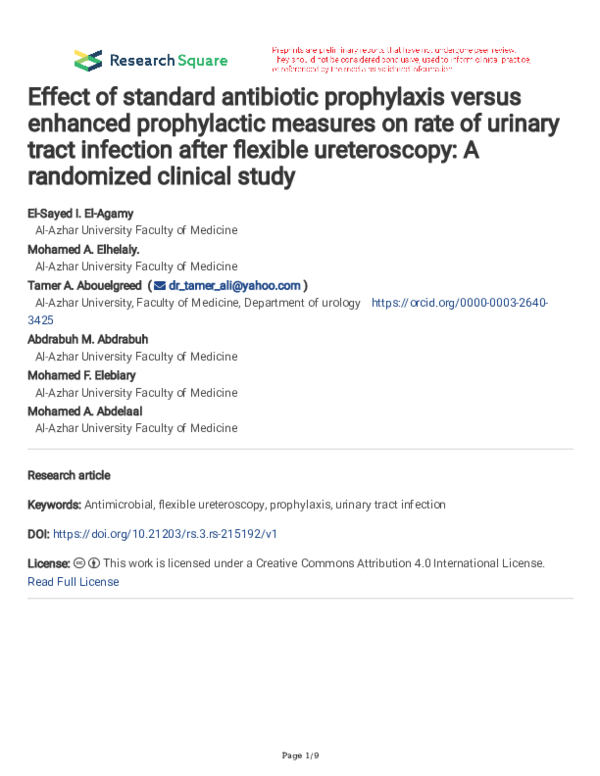 (PDF) Effect of standard antibiotic prophylaxis versus enhanced ...
