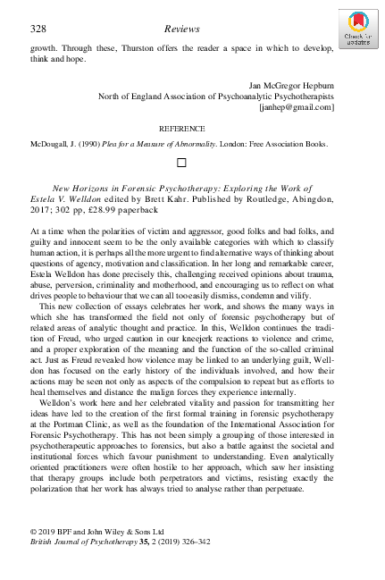 (PDF) New Horizons in Forensic Psychotherapy: Exploring the Work of ...