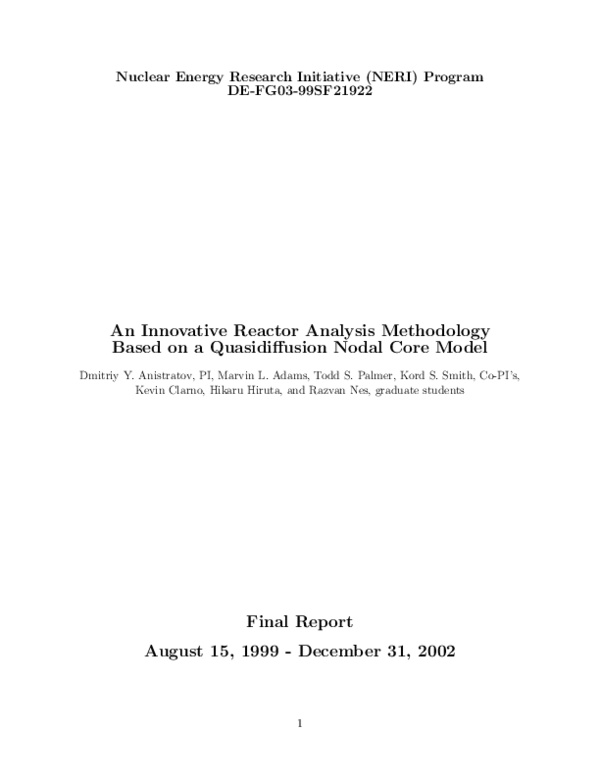 (PDF) Final Technical Report | Kevin Clarno - Academia.edu