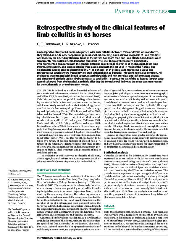 (PDF) Retrospective study of the clinical features of limb cellulitis ...