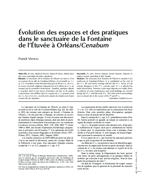 (PDF) Évolution des espaces et des pratiques dans le sanctuaire de la ...