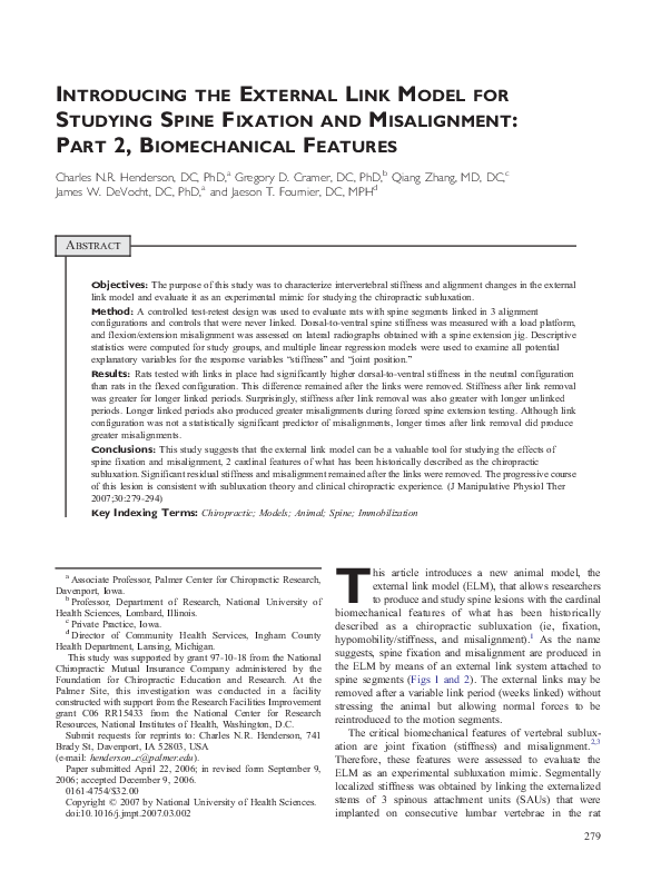 (PDF) Introducing the External Link Model for Studying Spine Fixation ...