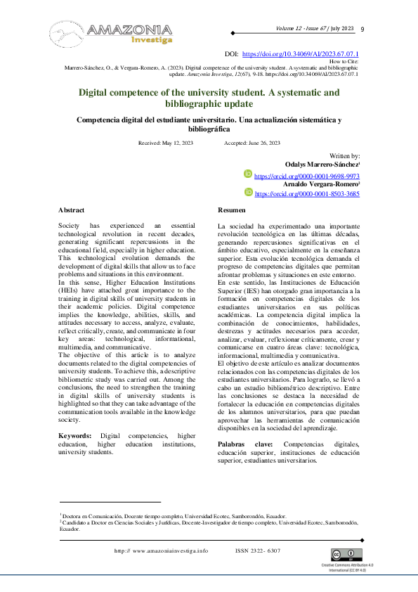 (PDF) Digital competence of the university student. A systematic and bibliographic update