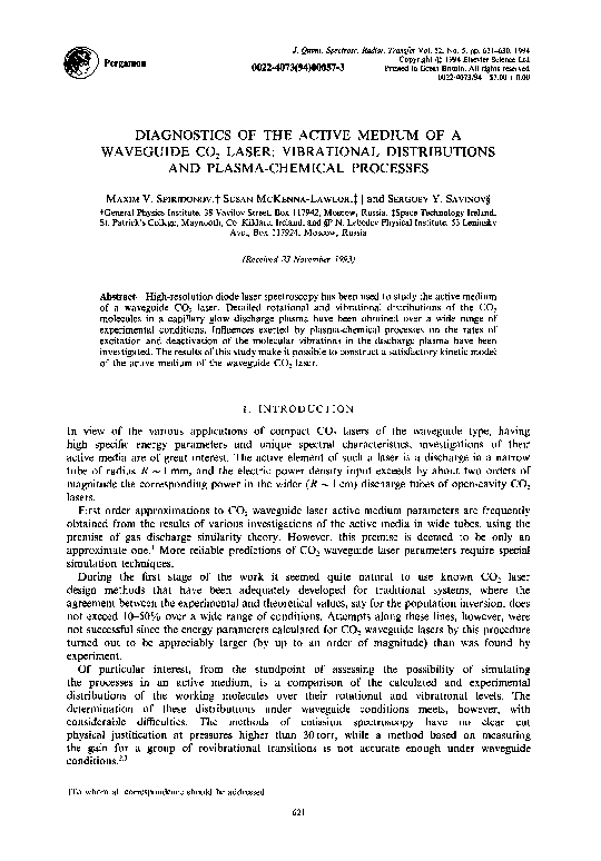(PDF) Diagnostics of the active medium of a waveguide CO2 laser ...