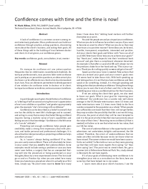 (PDF) Confidence comes with time and the time is now!