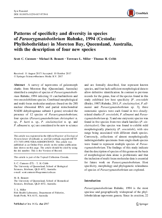 (PDF) Patterns of specificity and diversity in species of ...