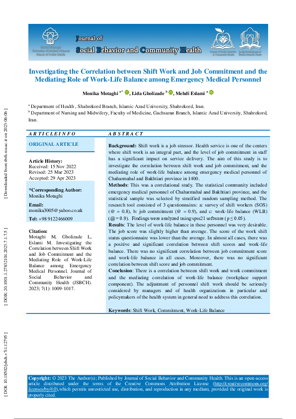 (PDF) Investigating the Correlation between Shift Work and Job ...
