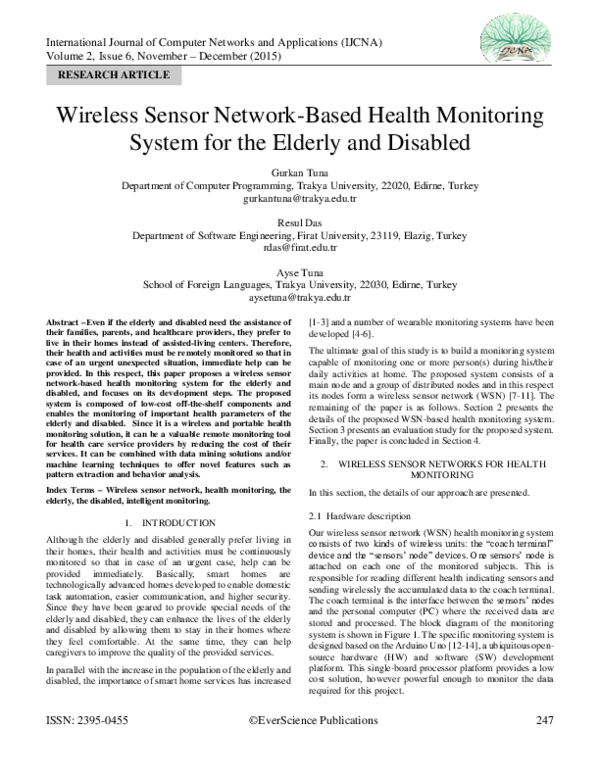 (PDF) Wireless Sensor Network-Based Health Monitoring System for the ...