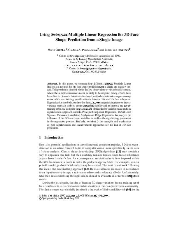(PDF) Using Subspace Multiple Linear Regression for 3D Face Shape ...