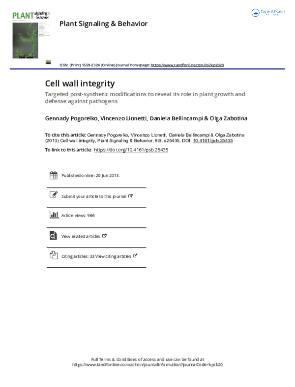 (PDF) Cell wall integrity