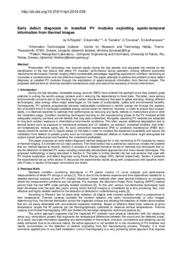 Pdf Early Defect Diagnosis In Installed Pv Modules Exploiting Spatio Temporal Information From