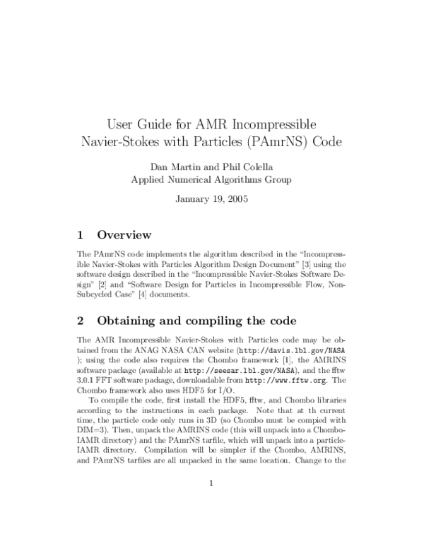 (PDF) Guide for AMR Incompressible Navier-Stokes Code