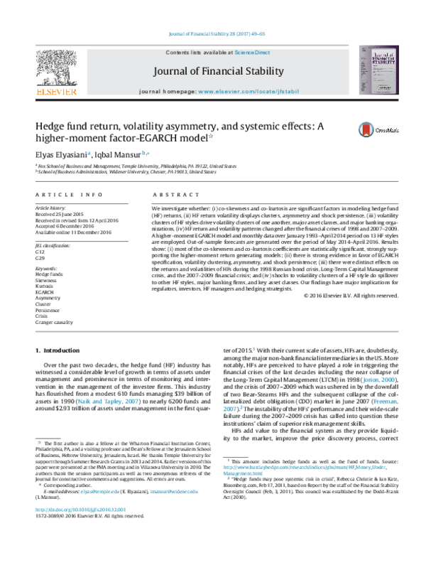 (PDF) Hedge fund return, volatility asymmetry, and systemic effects: A higher-moment factor ...