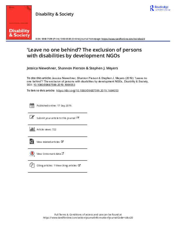 (PDF) ‘Leave no one behind’? The exclusion of persons with disabilities ...