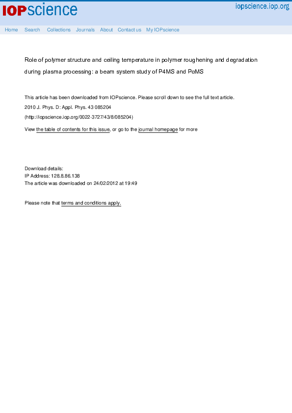 (PDF) Role of polymer structure and ceiling temperature in polymer ...