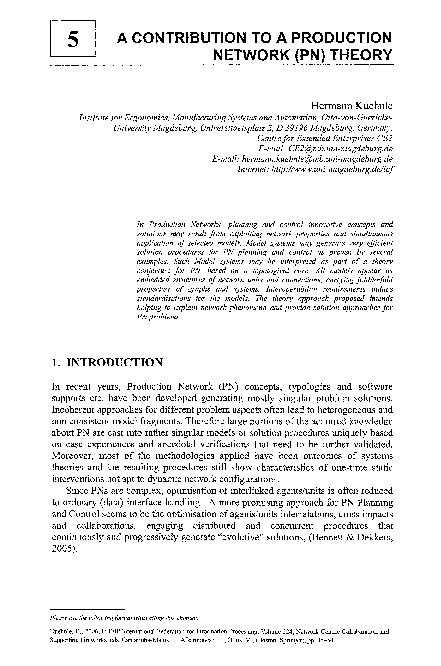 (PDF) A Contribution to a Production Network (PN) Theory