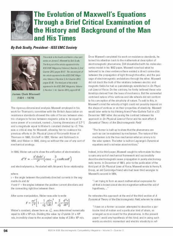 (PDF) The evolution of Maxwell's equations through a brief critical ...