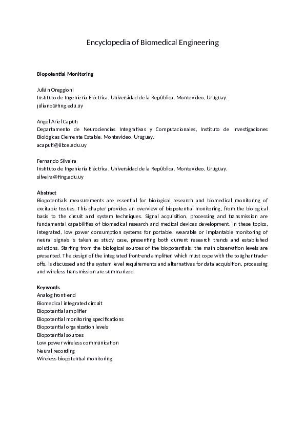(PDF) Biopotential Monitoring