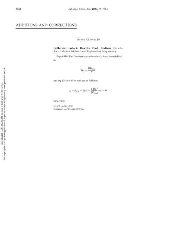 (PDF) Isothermal Isobaric Reactive Flash Problem | gerardo ruiz - Academia.edu