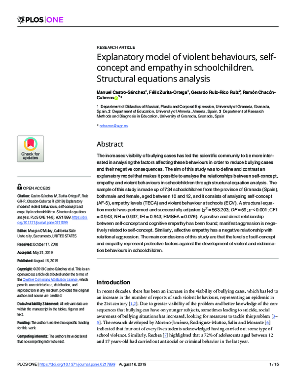 (PDF) Explanatory model of violent behaviours, self-concept and empathy ...