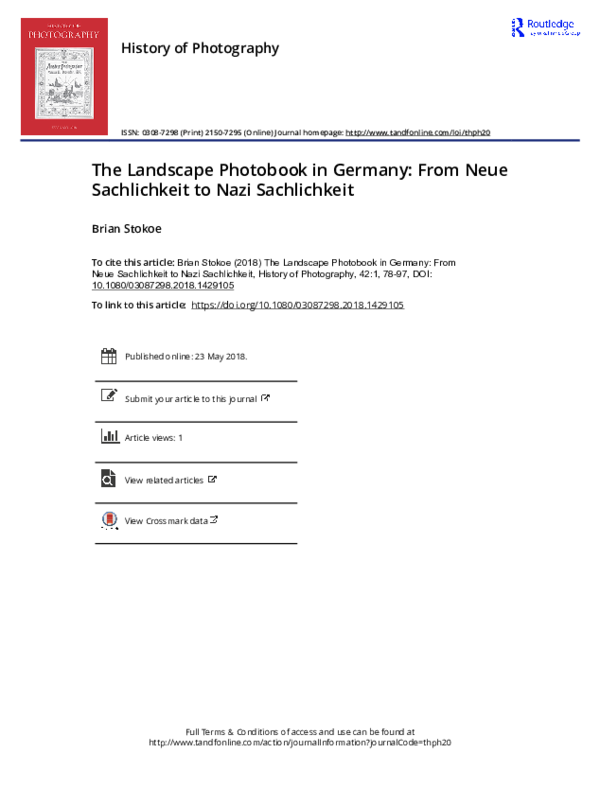 (PDF) The Landscape Photobook in Germany: From Neue Sachlichkeit to ...
